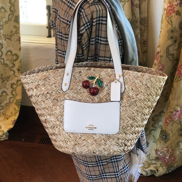 Coach | Bags | Nwt Coach Apple Straw Tote Handbag | Poshmark